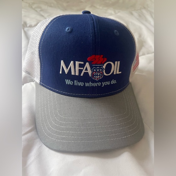 Accessories | Mfa Oil Blue And Gray Trucker Hat American Flag New ...